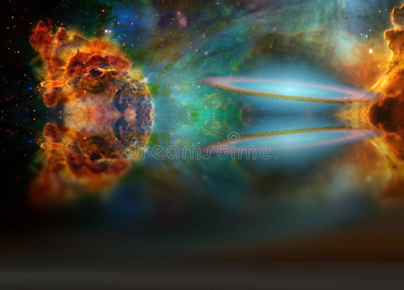 Alien Sky Reflected in Waters Stock Illustration - Illustration of ...