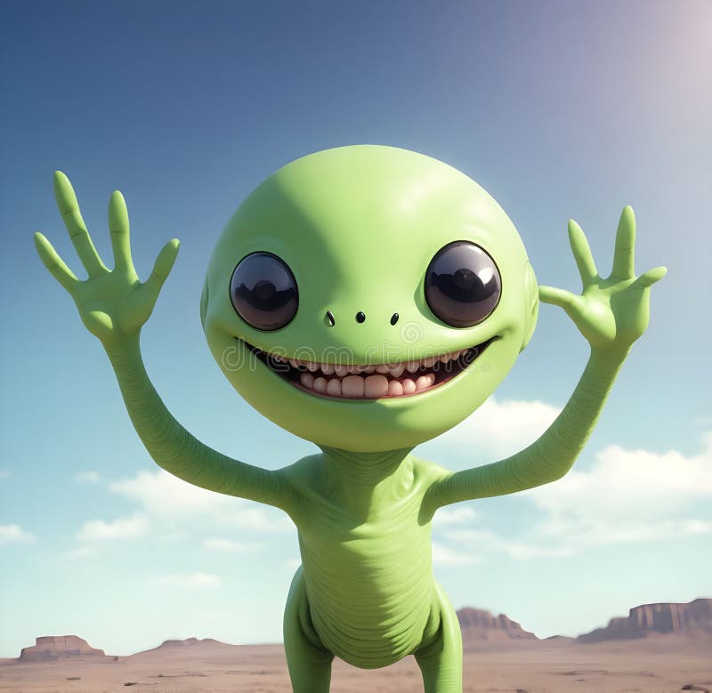 Alien smiling and waving stock illustration. Illustration of flower ...
