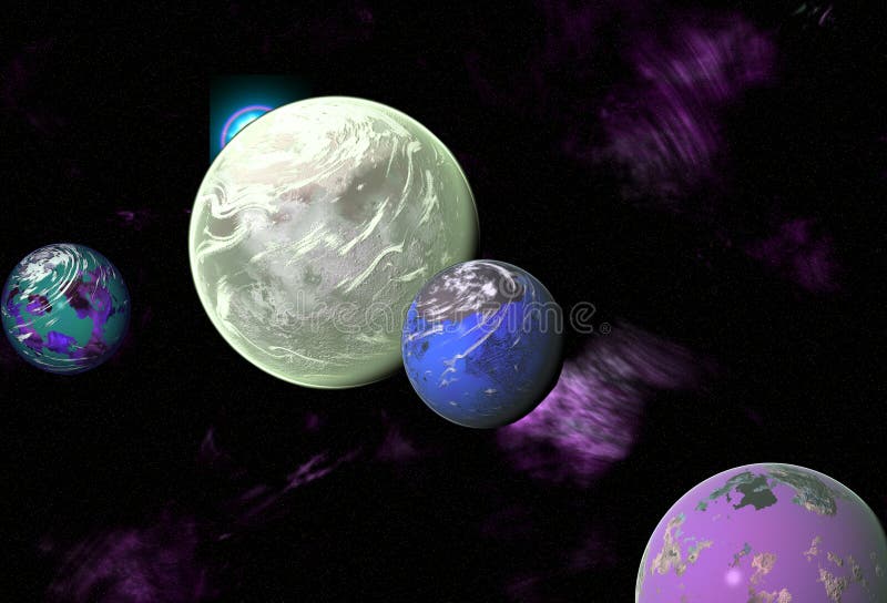 Alien Solar System stock illustration. Illustration of moons - 5049244