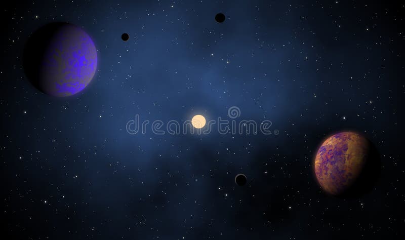Alien Solar System in Deep Universe Stock Illustration - Illustration ...