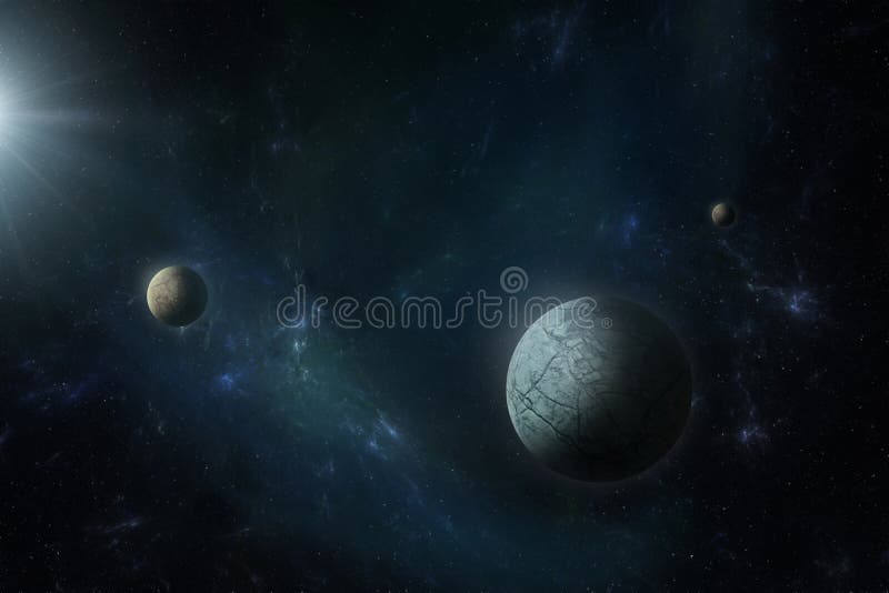 Alien Solar System in Space Stock Illustration - Illustration of ...