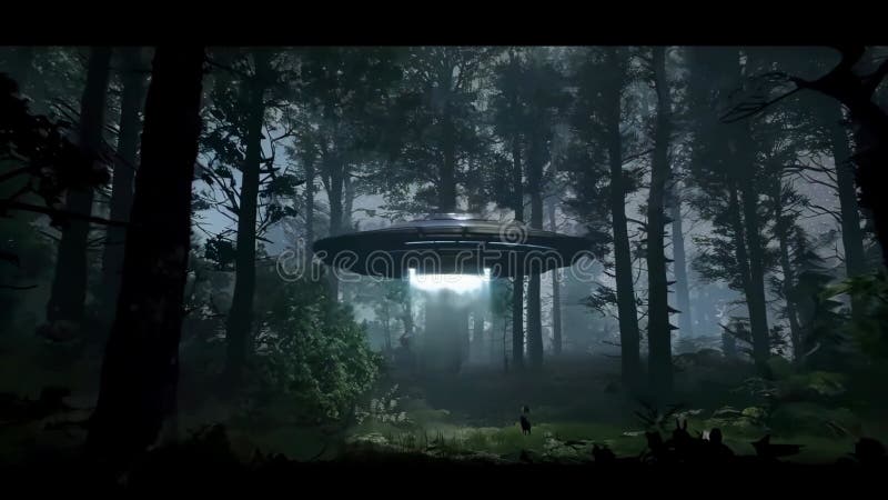 Alien Space Craft Landing in the Forest Stock Video - Video of ...