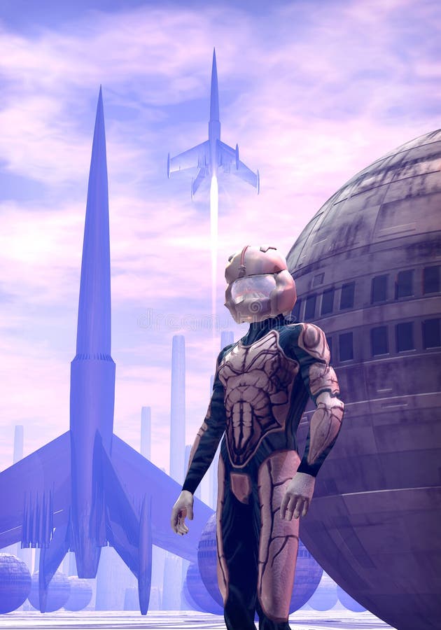 Alien space port stock illustration. Illustration of futuristic - 10539252