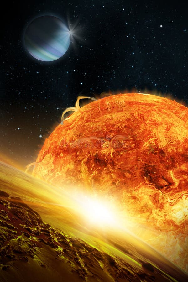 Fantasy Alien Space Scene with Alien Planets Stock Illustration ...