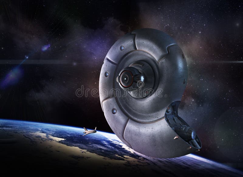 Alien space ship stock illustration. Illustration of nebula - 49552517