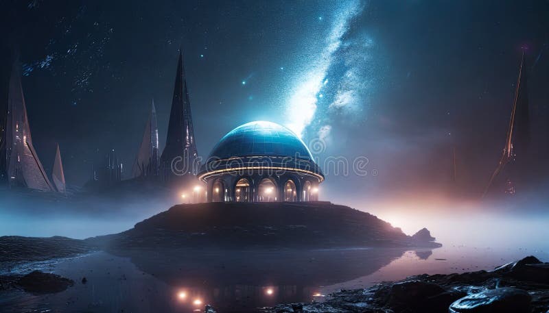 Alien Space Station on Alien Planet Stock Illustration - Illustration ...