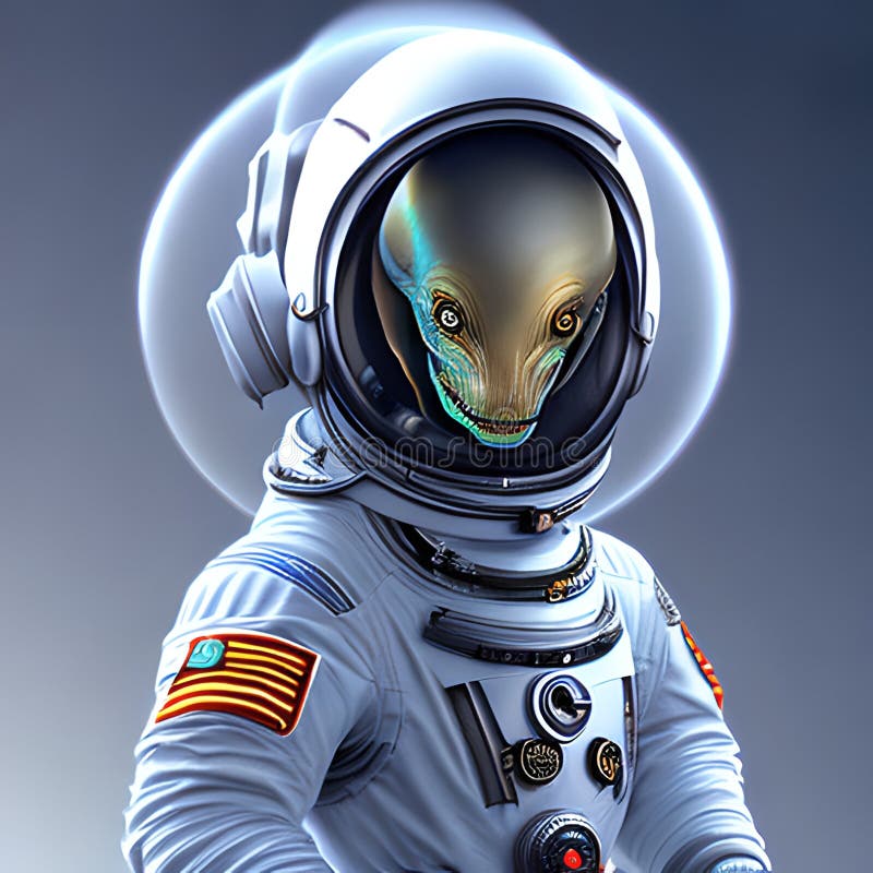 Alien in a Space Suit Ai Generated, Generative AI, CGI Graphics Stock ...