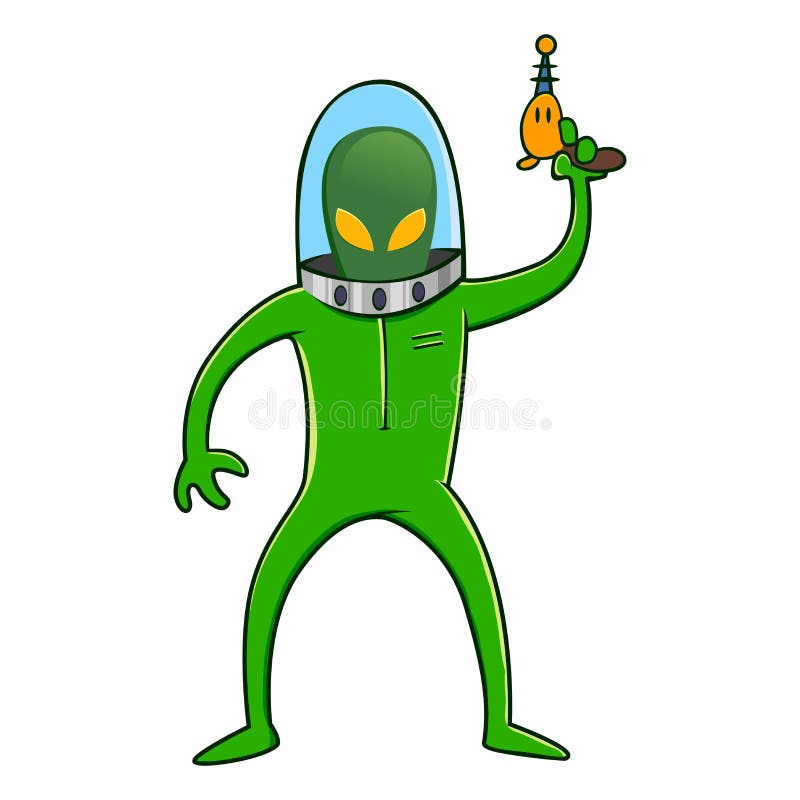 Alien in Space Suit Holding Laser Gun Stock Vector - Illustration of ...