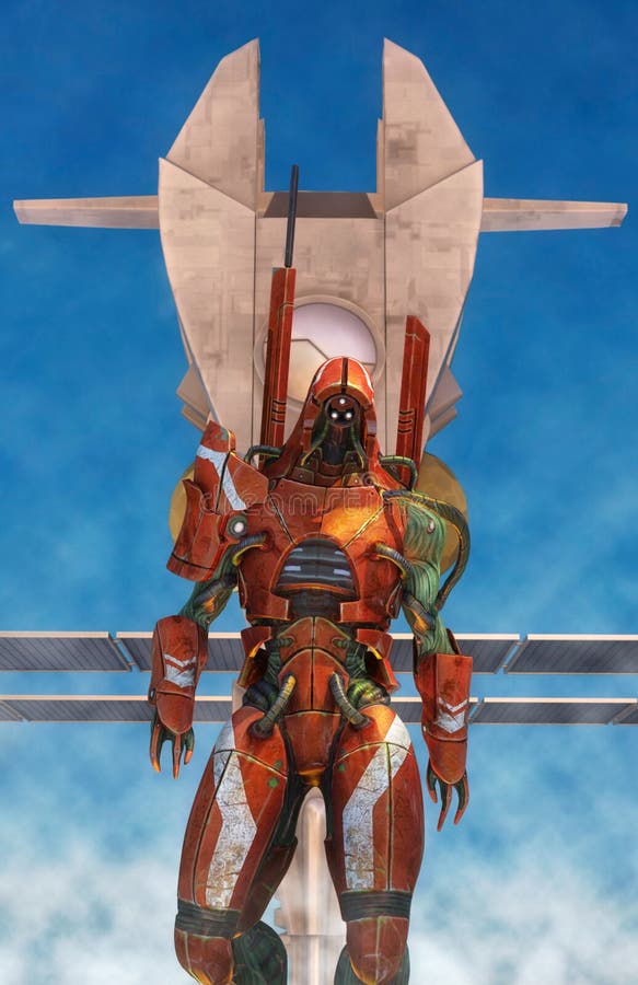 Robot futuristic soldier stock illustration. Illustration of missile ...