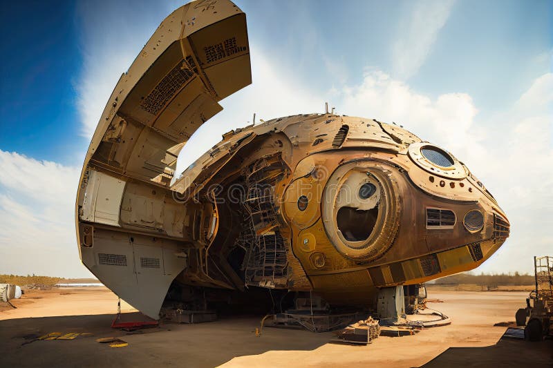 Alien Spacecraft Undergoing Testing and Repair at Cosmodrome Stock ...