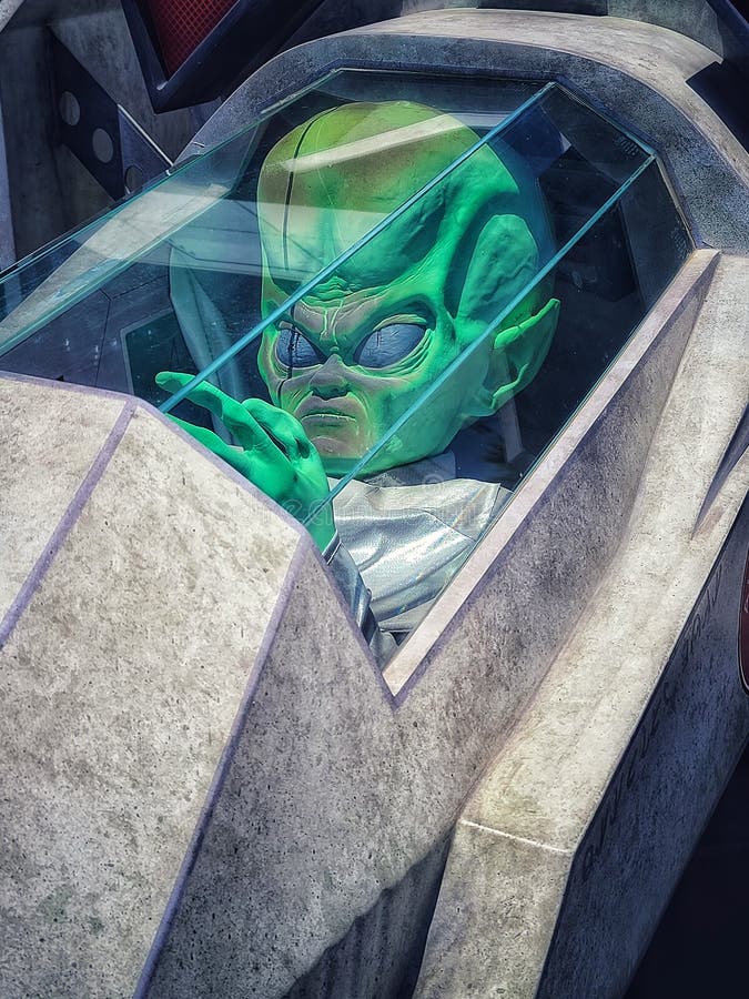 Alien in a spaceship stock image. Image of earthling - 222232993