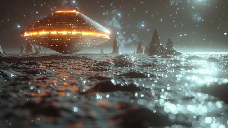 An Alien Spaceship on Another Planet, a UFO Stock Illustration ...