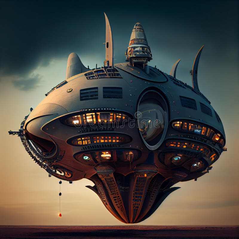 Alien Spaceship.3d Generative Ai Stock Illustration - Illustration of ...
