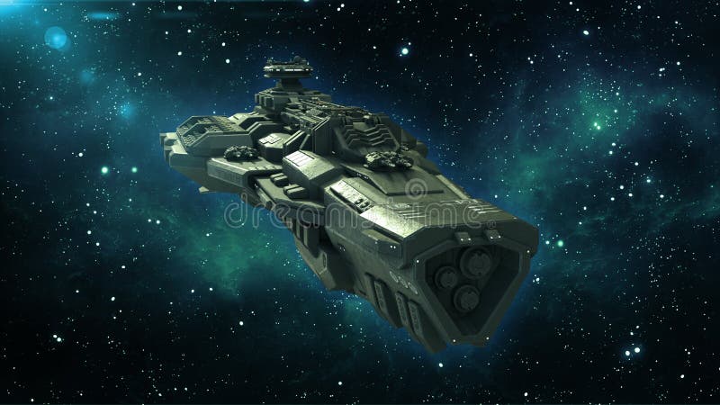 Alien Spaceship In Deep Space Spacecraft Flying In The Universe With