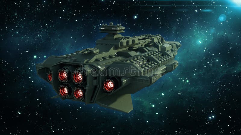 Alien Spaceship in Deep Space, Spacecraft Flying in the Universe with ...