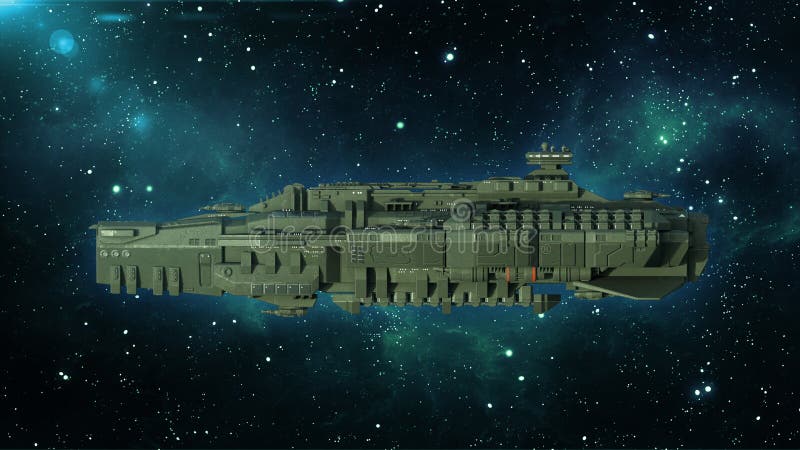 Alien Spaceship in Deep Space, Spacecraft Flying in the Universe with ...