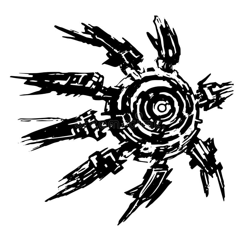 Alien Spaceship Octopus in Front. Vector Illustration. Stock Vector ...