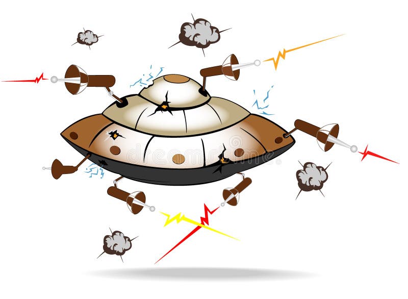 Alien Spaceship Under Attack Stock Vector - Illustration of ...