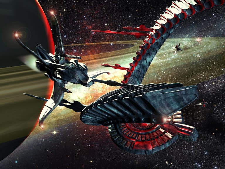 Alien spaceships stock illustration. Illustration of space - 25149562