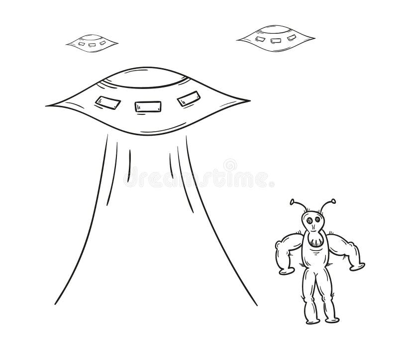 Alien and spaceships stock vector. Illustration of extraterrestrial ...