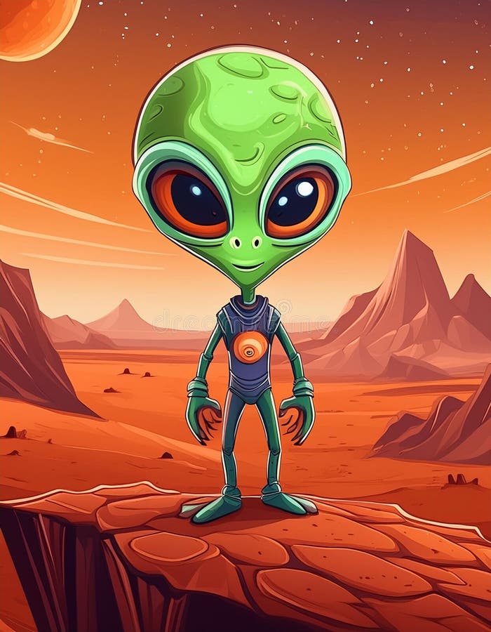 Alien standing on a planet stock illustration. Illustration of planet ...