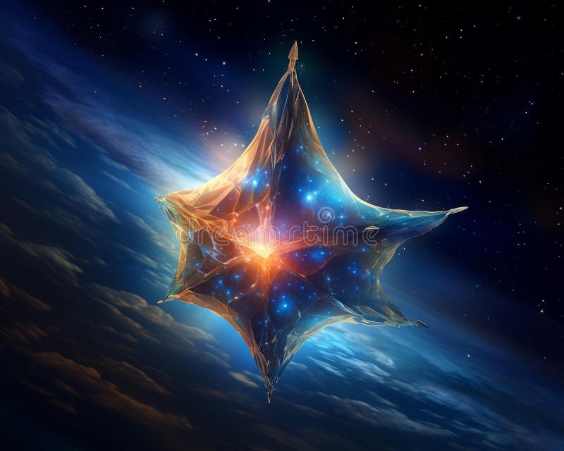 An Alien Star in Space with a Glowing Blue Light Stock Illustration ...