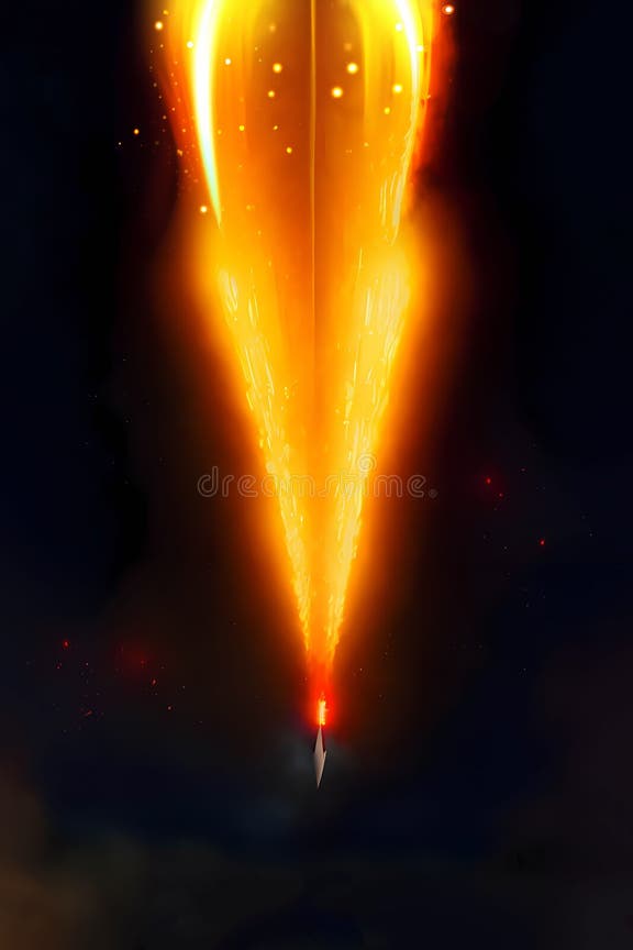 Alien Starship Shooting Huge Fire Vertical Stock Illustration ...