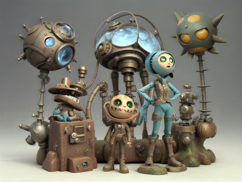 Alien Steampunk Planet, Generative AI Illustration Stock Illustration ...