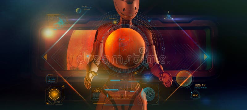 An Alien is Studying Data on Mars. Stock Photo - Image of intelligence ...