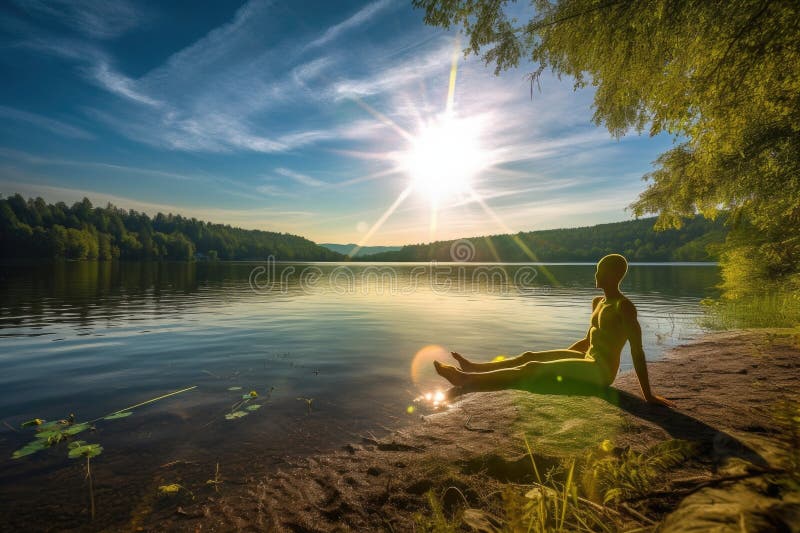 Alien Sunbather Taking in the Rays of the Warm Sun, with Beautiful View ...