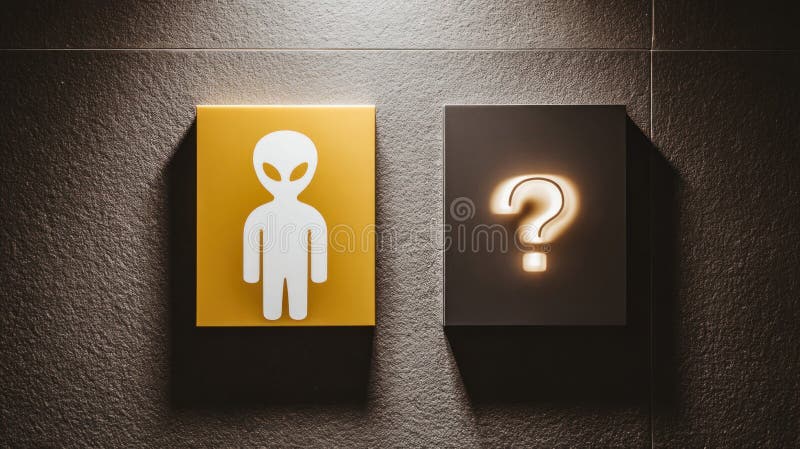 A Curious Pairing of an Alien Figure and a Glowing Question Mark on a ...