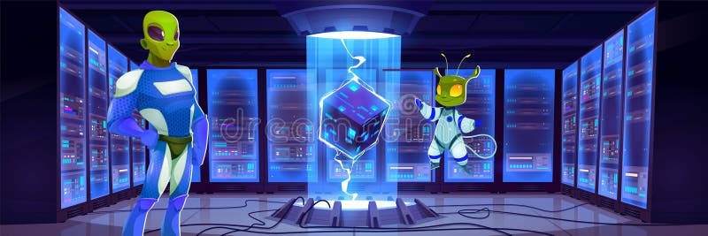 Data Center Room with Server Hardware Stock Vector - Illustration of ...