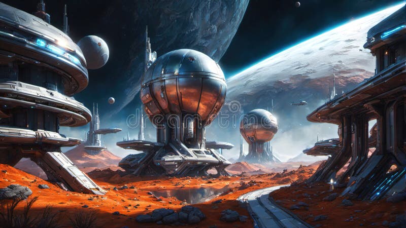 Alien Technology Constructions, Space Base on an Alien Planet, Science ...