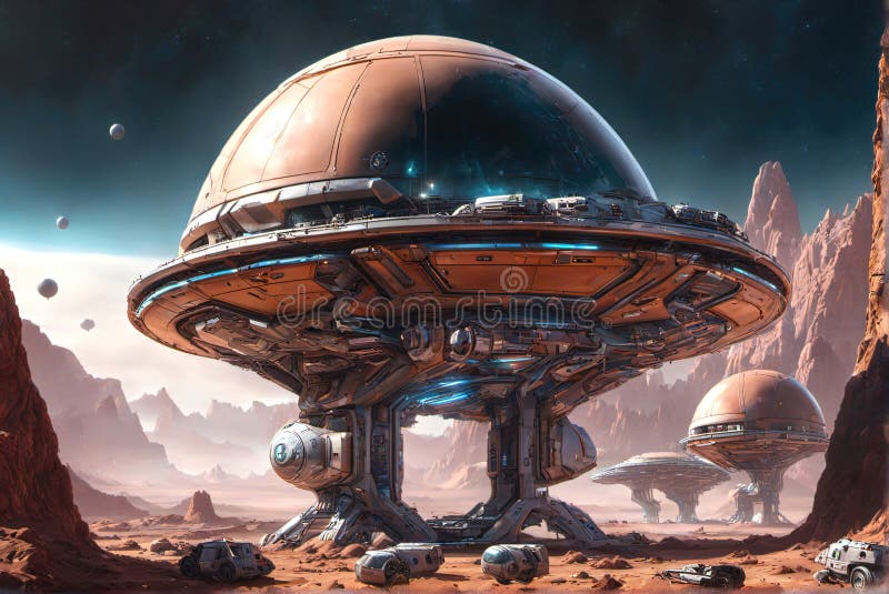 Alien Technology Constructions, Space Base on an Alien Planet, Science ...