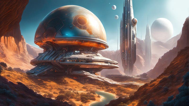 Alien Technology Constructions, Space Base on an Alien Planet, Science ...