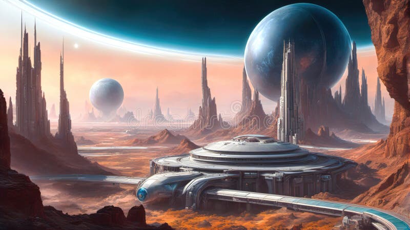Alien Technology Constructions, Space Base on an Alien Planet, Science ...
