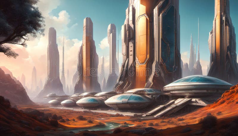 Alien Technology Constructions, Space Base on an Alien Planet, Science ...
