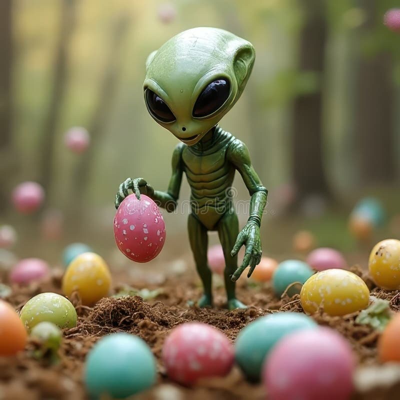 Alien-Themed Easter Celebration Stock Illustration - Illustration of ...
