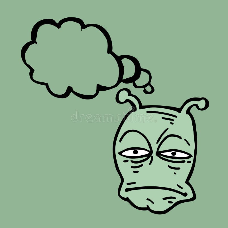 Cartoon Alien Face With Thought Bubble Stock Illustration ...