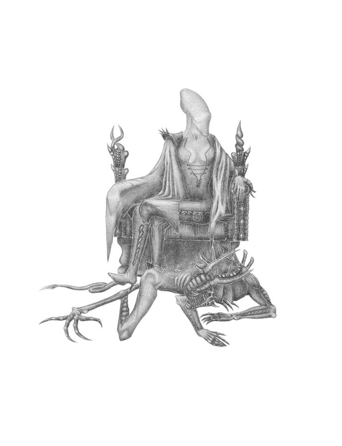 Alien on a throne stock illustration. Illustration of science - 25270706