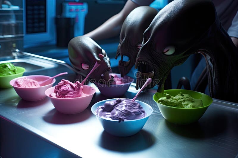 Alien is Trying Different Flavors of Ice Cream, Sampling Each Flavor ...