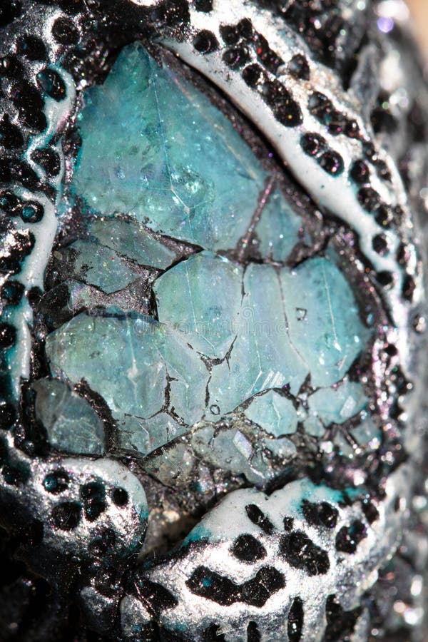 Alien Trypophobia Holes with a Crystal in a Shiny Sci-fi Close Up ...