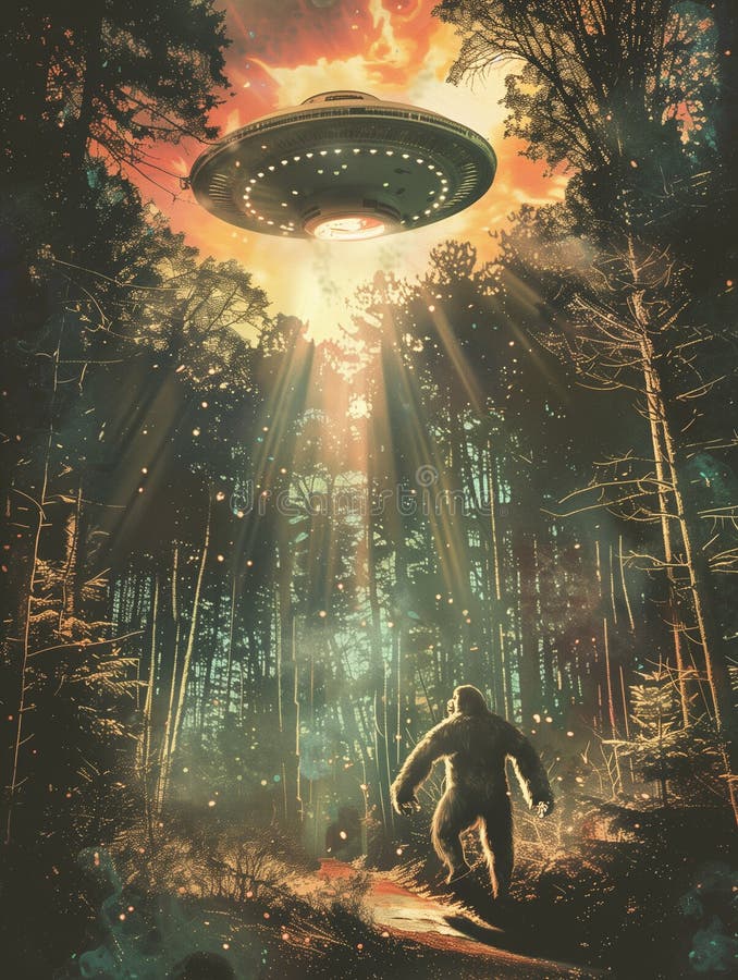Alien Ufo And Bigfoot Encounter In The Forest Flying Saucer And Sasquatch Abduction In The