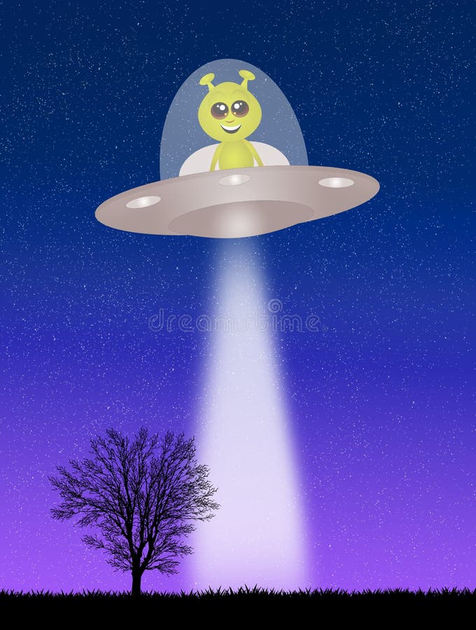 Alien in the ufo stock illustration. Illustration of landing - 67000616