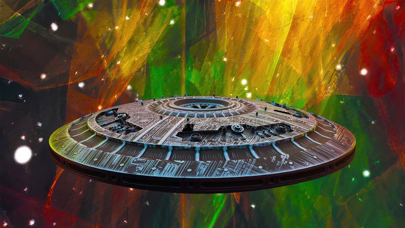Alien UFO mothership stock illustration. Illustration of galaxy - 380824174