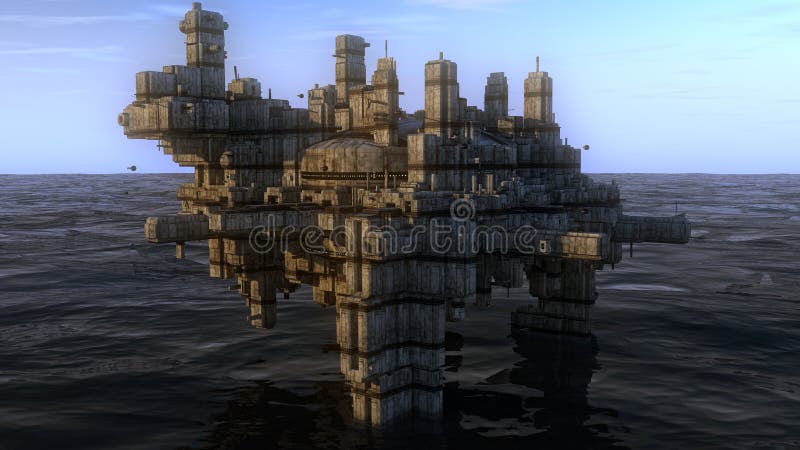 Alien UFO ship stock image. Image of water, landscape - 54512799