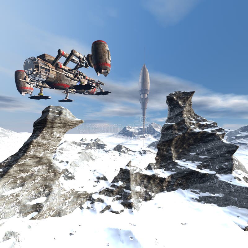 Space base on a far planet stock illustration. Illustration of conquest ...