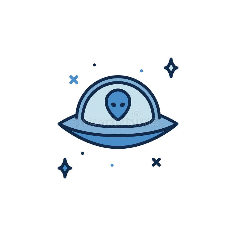Alien in UFO in Space Vector Concept Colored Icon or Sign Stock ...