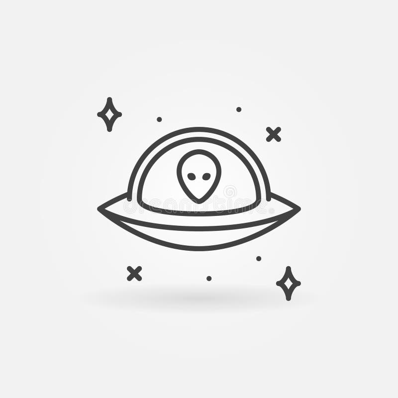 Alien in UFO Vector Concept Thin Line Icon or Sign Stock Illustration ...
