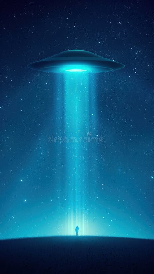 Alien UFO yellow dark blue stock photo. Image of dark - 345454870